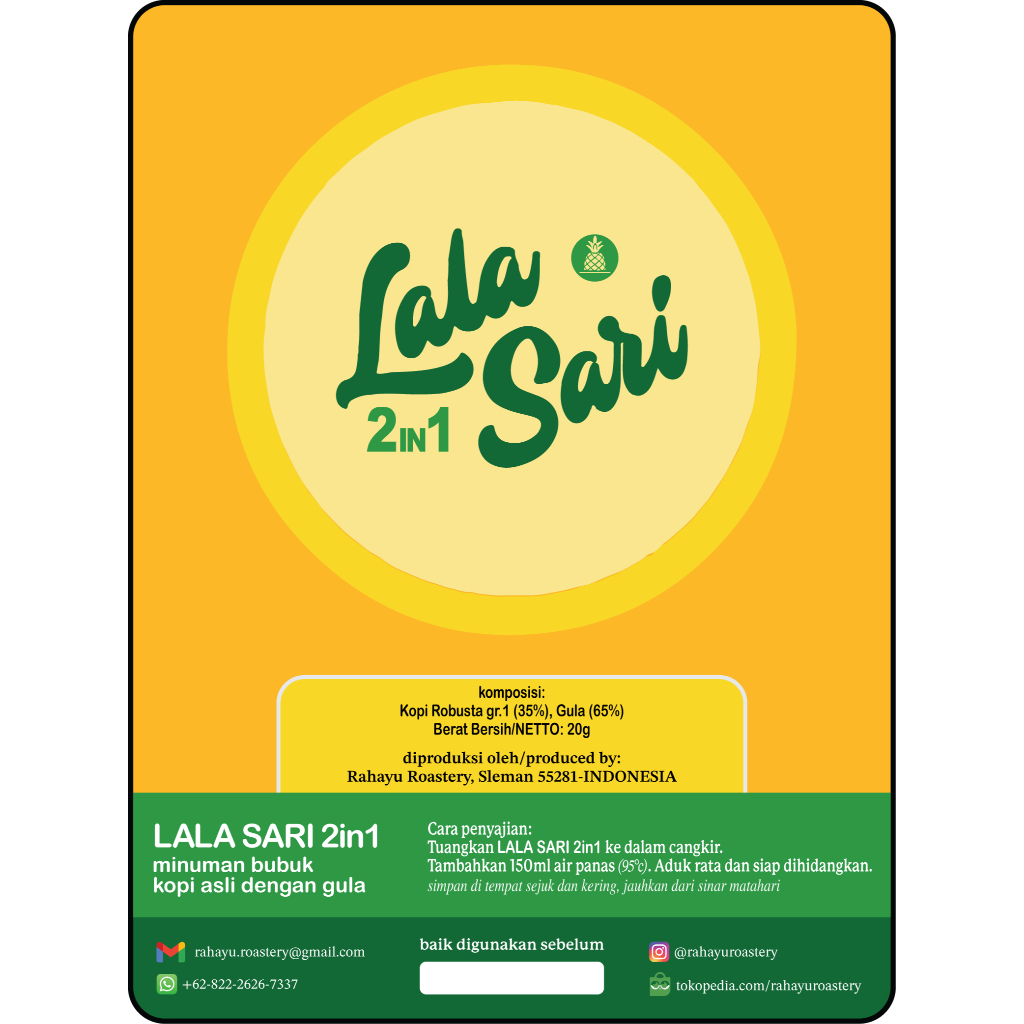 Lala SARI 2in1 Instant Coffee (Coffee + Sugar) | 2in1 Coffee | Shopee ...