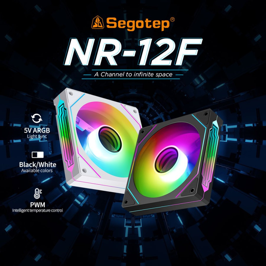Segotep NR12F REVERSE ARGB BLACK INFINITY MIRROR SINGLE FAN PACK 120MM ...