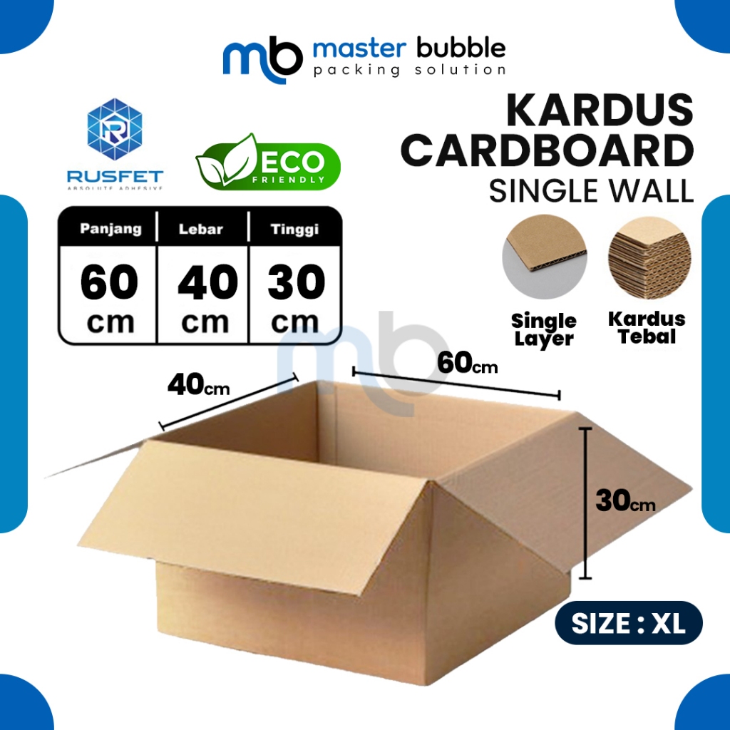 Cardboard Packing Box 60 X 40 X 30 cm RUSFET Cardboard Box Single Layer ...