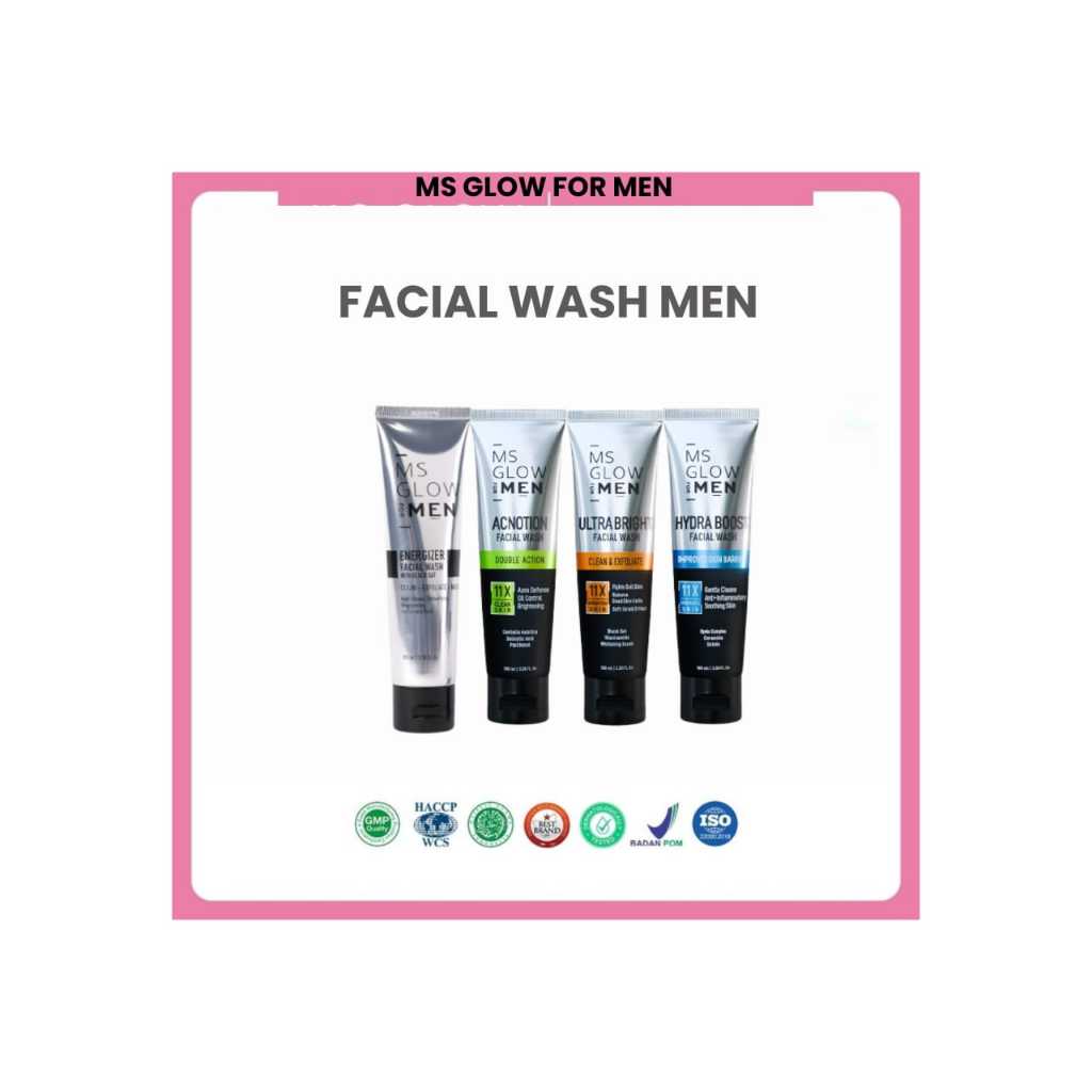 FACIAL WASH MS GLOW MEN ENERGIZER /HYDRA BOOST/ULTRA BRIGHT/ACNOTION ...