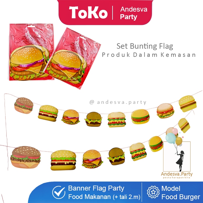 Burger banner / burger Bunting flag burger food decoration burger food ...
