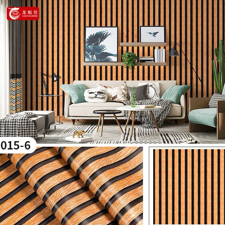 KAYU HITAM Elegant Luxurious Yellow Black Panel Wood Stripe Motif Wall ...