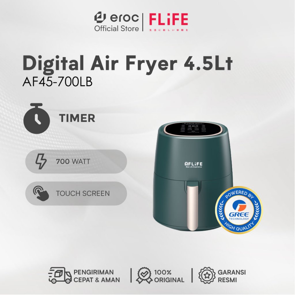 Flife Digital Air Fryer Capacity 4.5 Liter - Super Low Watt Air Fryer ...