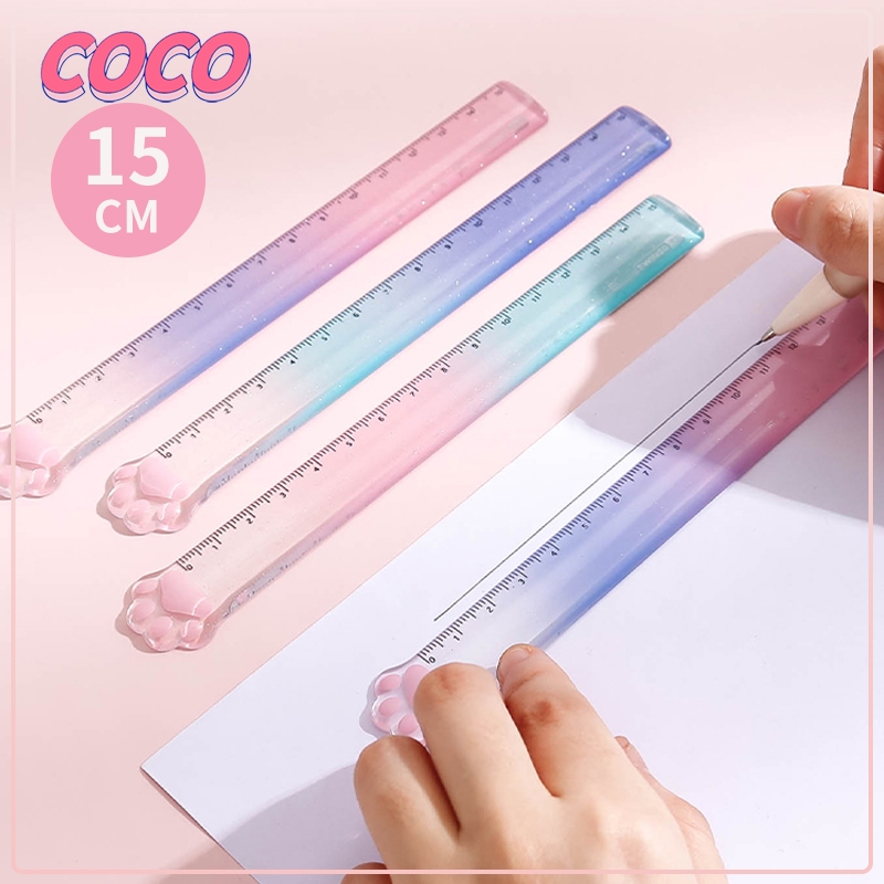 Meow Meow Gradient Cat Paw Ruler is Girl Heart Student 15cm Measuring ...