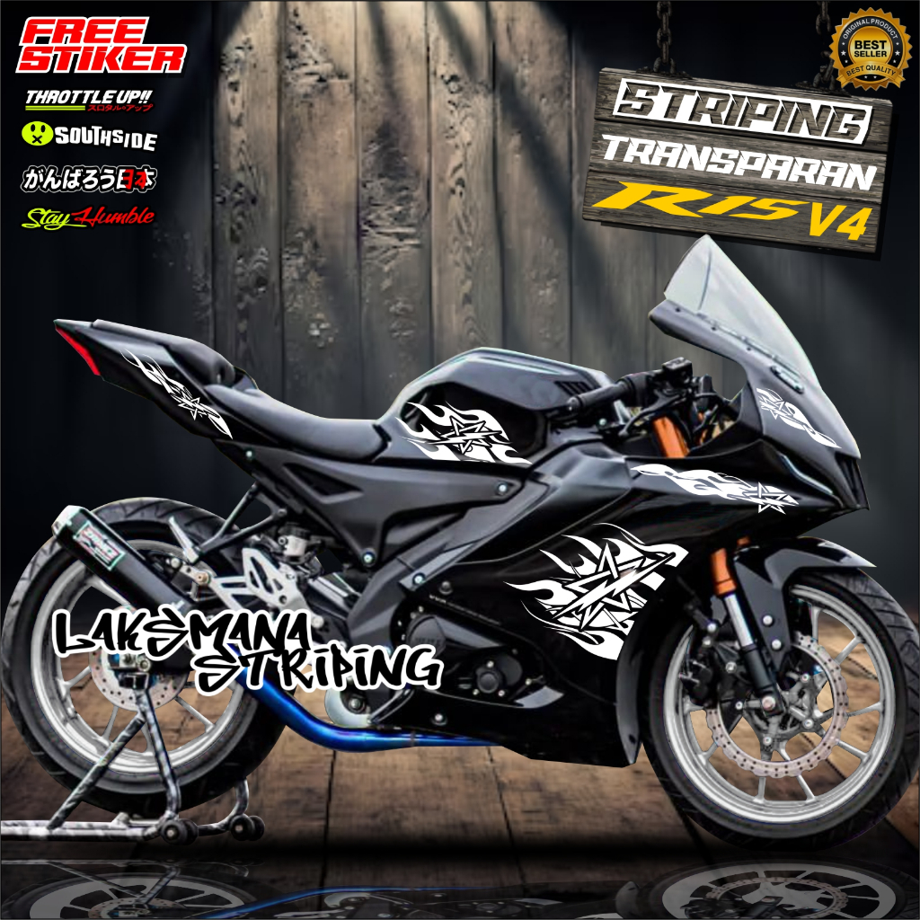 Yamaha R15 V4 TRANSPARENT STRIPING VARIATIONS OF CONCEPT STICKERS FIRE ...