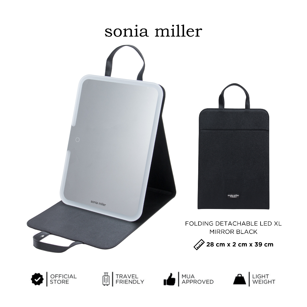 Sonia Miller Folding Detachable LED Mirror Black XL Make Up Mirror ...