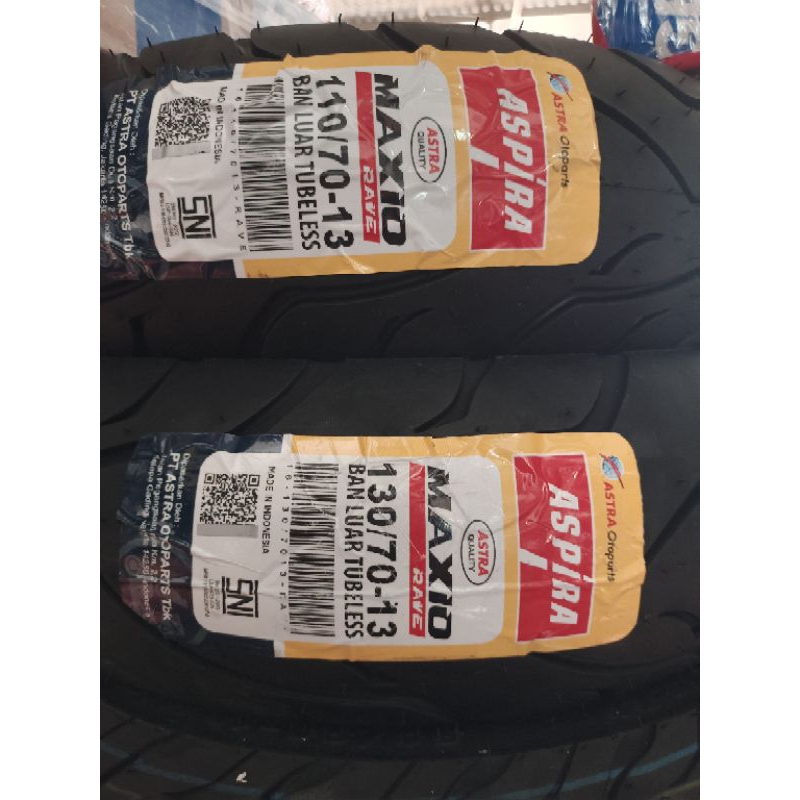 OUTER TIRE N MAX TUBLESS ASPIRA MAXIO RAVE FRONT 110/70-13 REAR 130/70 ...