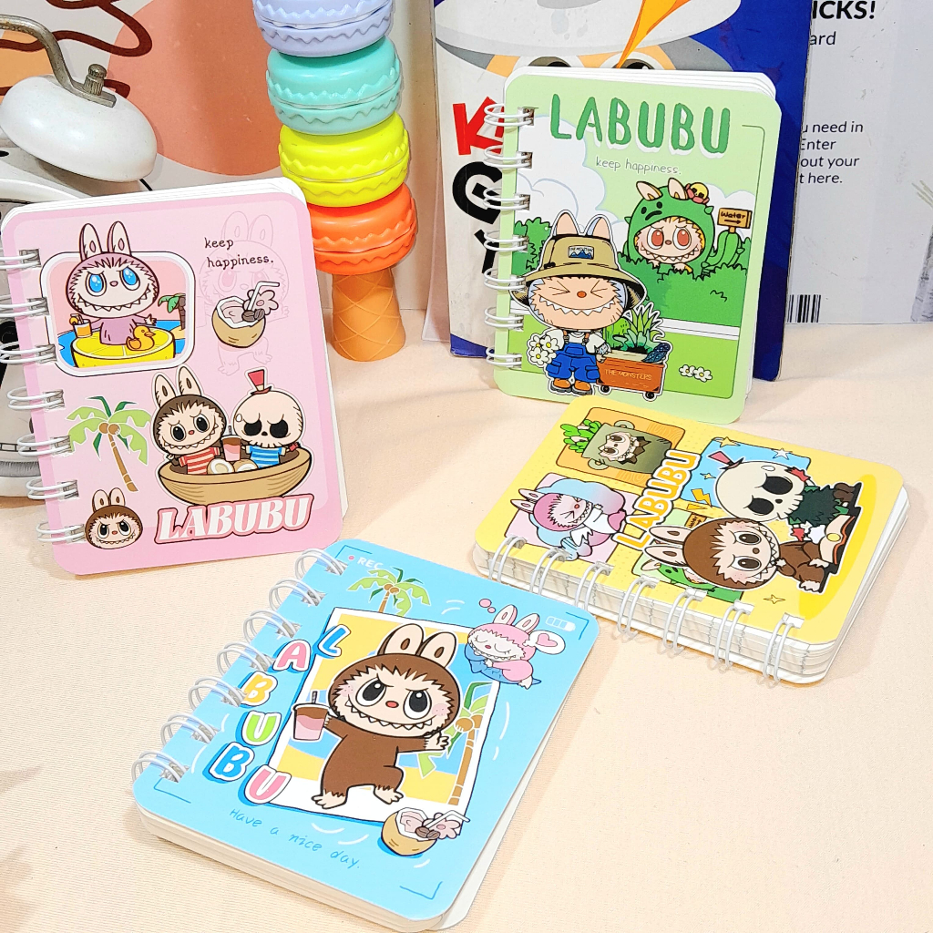 Labubu Spiral Binder Book A7 Size Striped Paper / Mini Labubu Notebook ...