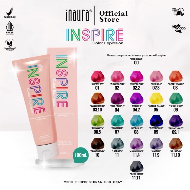 Inaura inspire Hair Color Semi Permanent Oxidant Without Hair Dye 100 ...