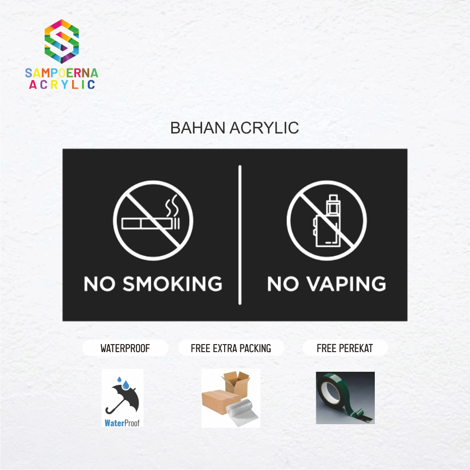 No Sm0king No V4ping Sign Board Acrylic Print Signage Acrylic Room ...