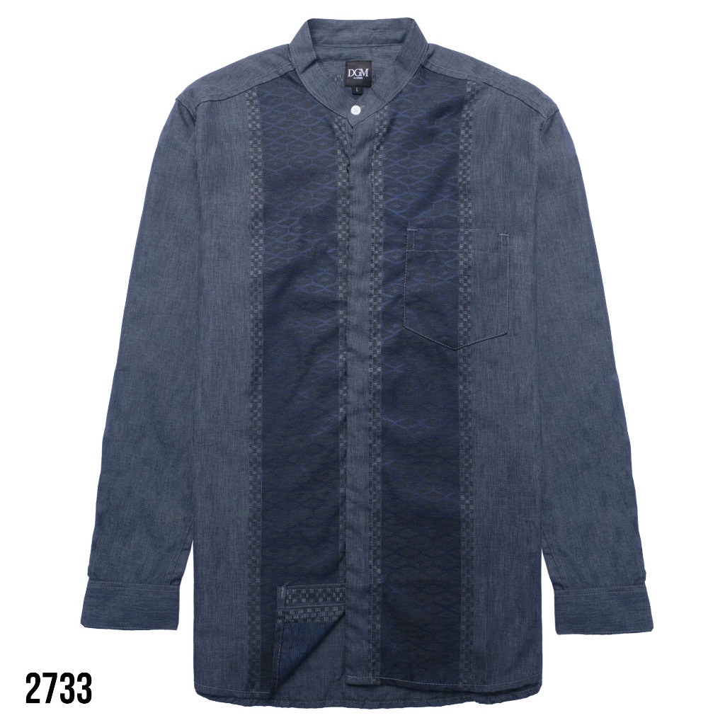 Dgm Men's Koko Shirt Long Sleeve Premium Embroidery Navy Blue Hexagon ...