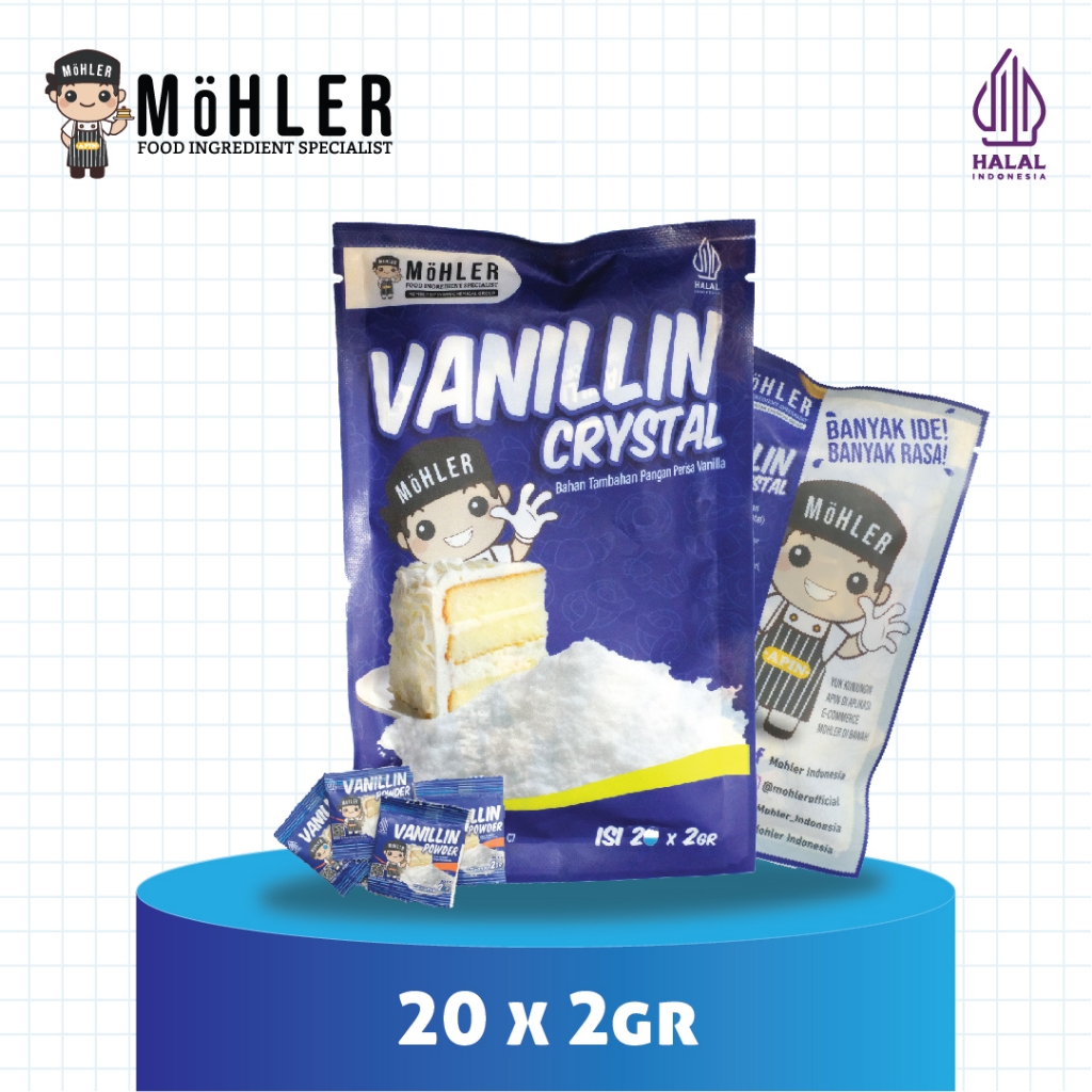 MOHLER Vanillin Crystal (Powder) Pouch Packaging (20 x 2gr) | Shopee ...