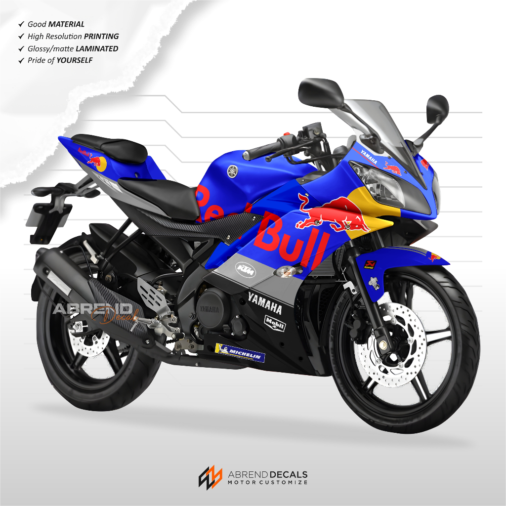Decal R15 V2 RED BLLS CUSTOM / YAMAHA R15 V2 MOTORCYCLE STICKER ...