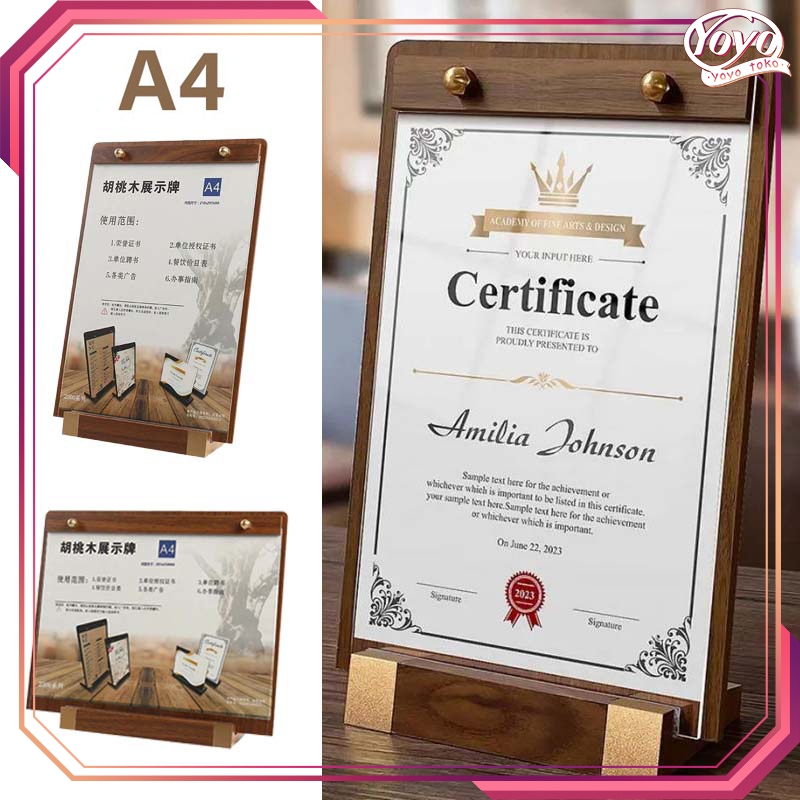 KAYU A4 Wooden Menu Stand Wooden Menu Stand Cafe Menu Stand Menu Table ...