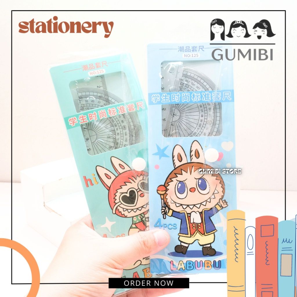 RULER SET PUMPKIN RULER 4 IN 1 LABUBU 1 PACKAGE BUSUR RULER COMPLETE ...