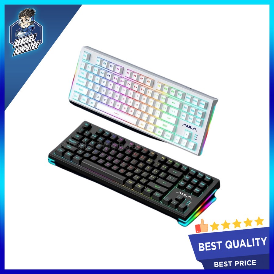 Aula F3032 CUSTOMIZED MECHANICAL BLACK / WHITE GAMING KEYBOARD (BROWN ...