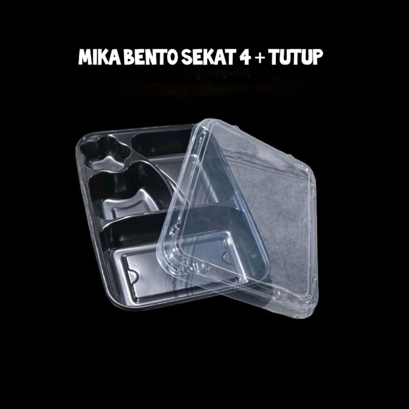 HITAM Mika Bento 4 compartments + Lid - Retail Mika Bento Black 4 ...