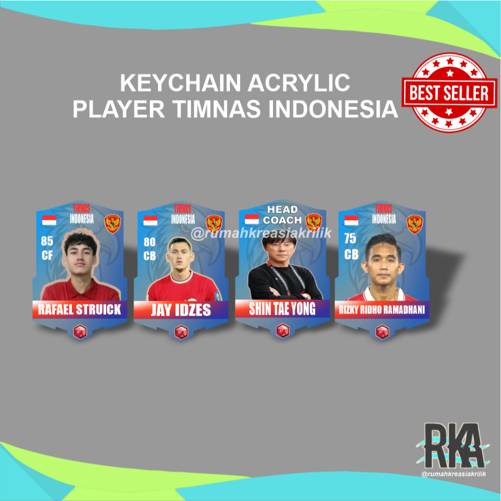 GANTUNGAN Indonesia NATIONAL TEAM KEYCHAIN ALL PLAYER READY FOOTBAL ...