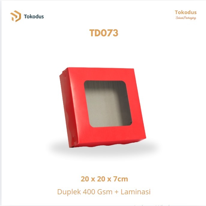 MERAH Cake Cardboard/Bolu Box 20x20x7 cm Deep Laminated Red Duplex ...