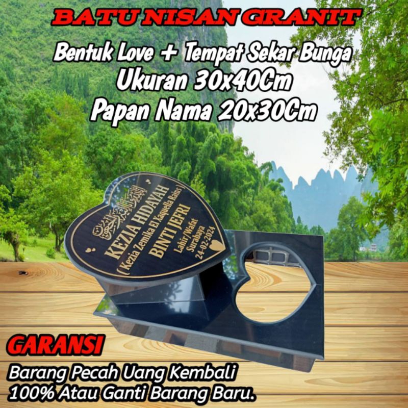 Genuine GRANITE TOMBSTONE FULL LOVE SHAPED STAND SIZE 30X40 CM | Shopee ...