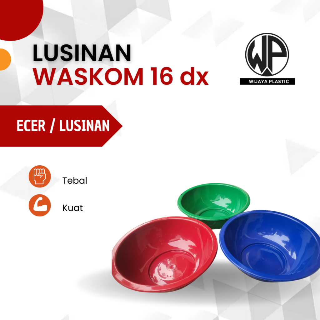 Wijaya PLASTIC - 1 DOZEN WASKOM 16 dx WASKOM PLASIC STRONG THICK RETAIL ...