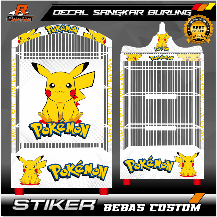 REPLIKA Custom pokemon CAGE STICKER BIRD CAGE DECAL BOX STICKER EBOD ...
