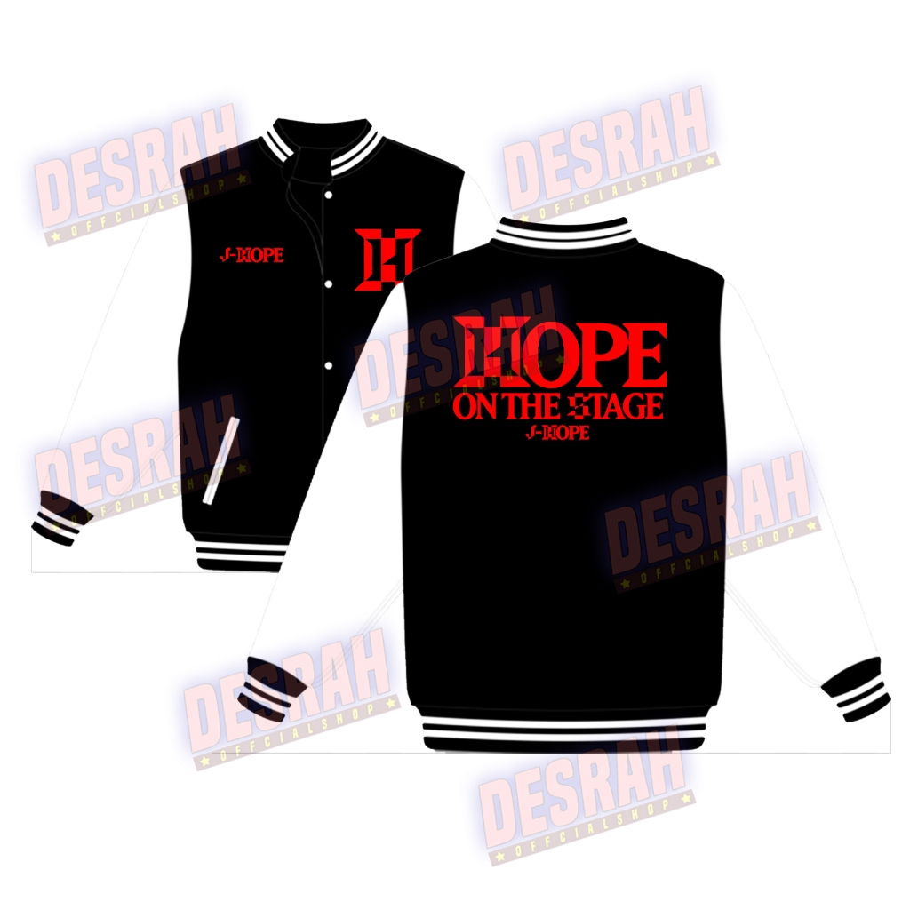 MERAH Varsity jacket kpop korean j-hope On The Stage tour Red writing ...