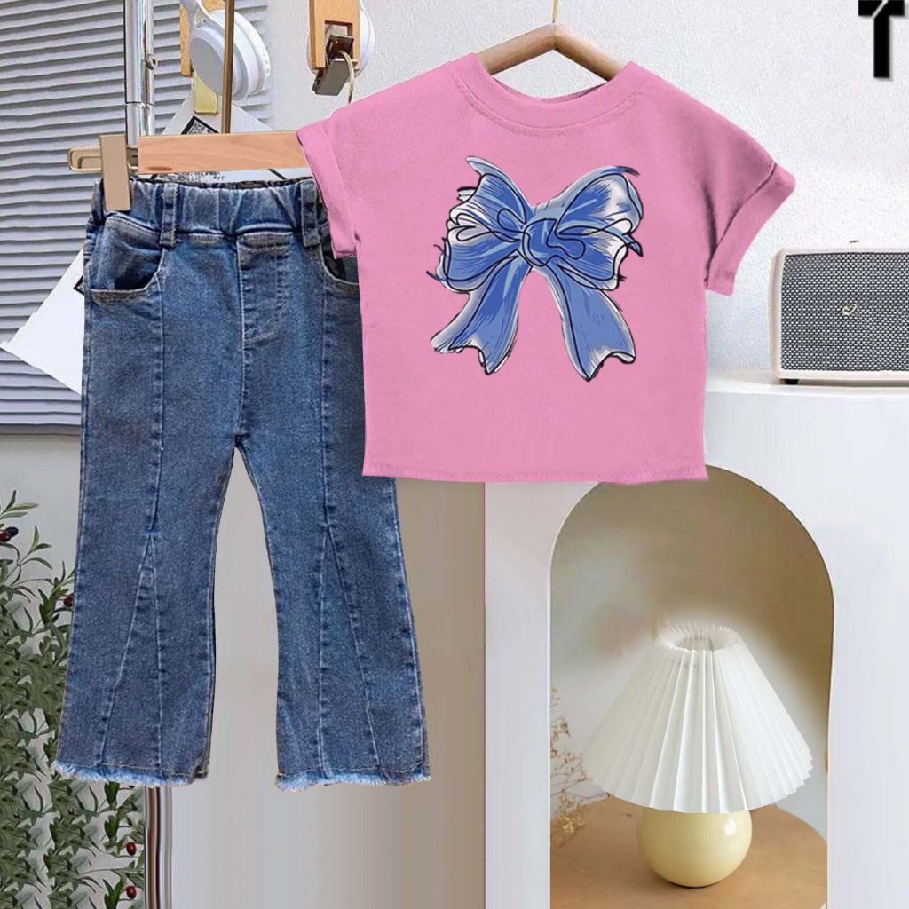 CHILDREN'S SETTINGS 1-5 YEARS LONG DENIM RIBBONS / GIRLS' CLOTHING ...