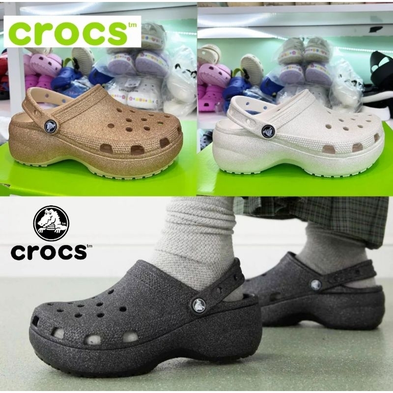 Crocs Classic Sandals glitter platforms clog / crocs Classic glitter ...