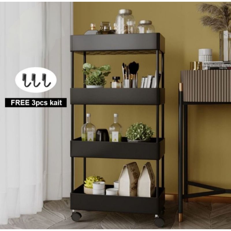 Trolley Rack Stacking 4 Multi-Purpose Storage Shelves Square Kitchen ...