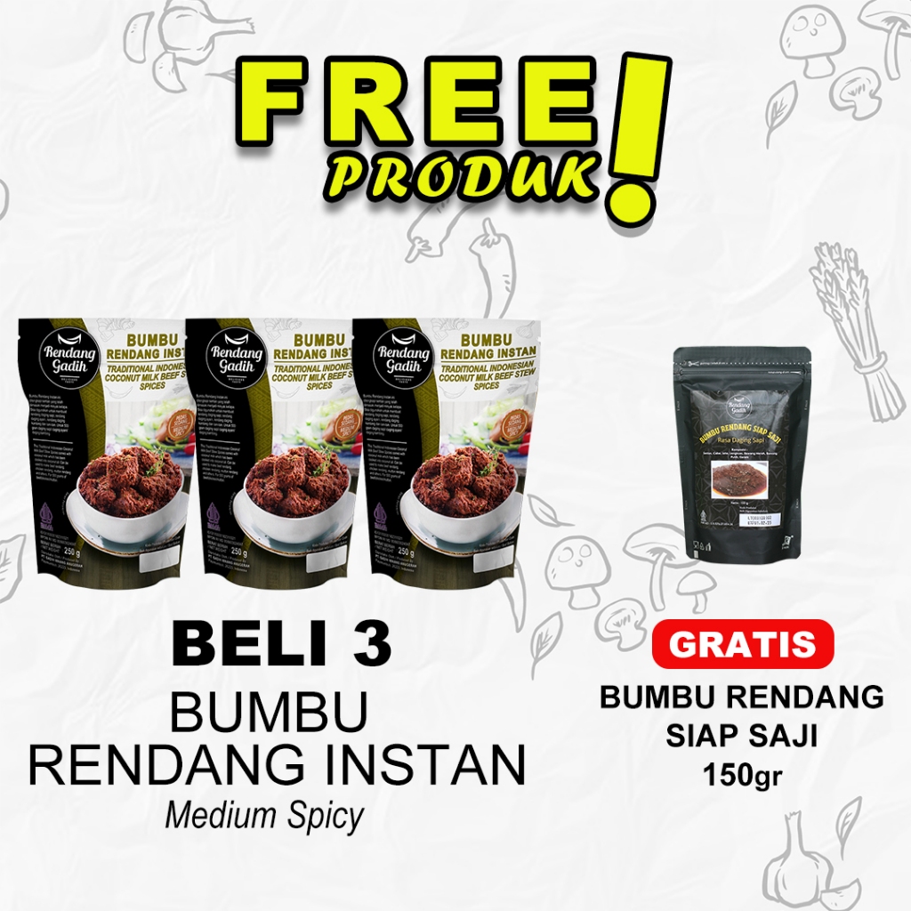 Rendang Gadih - Package Of 3pcs Instant Medium Spicy Rendang Seasoning ...