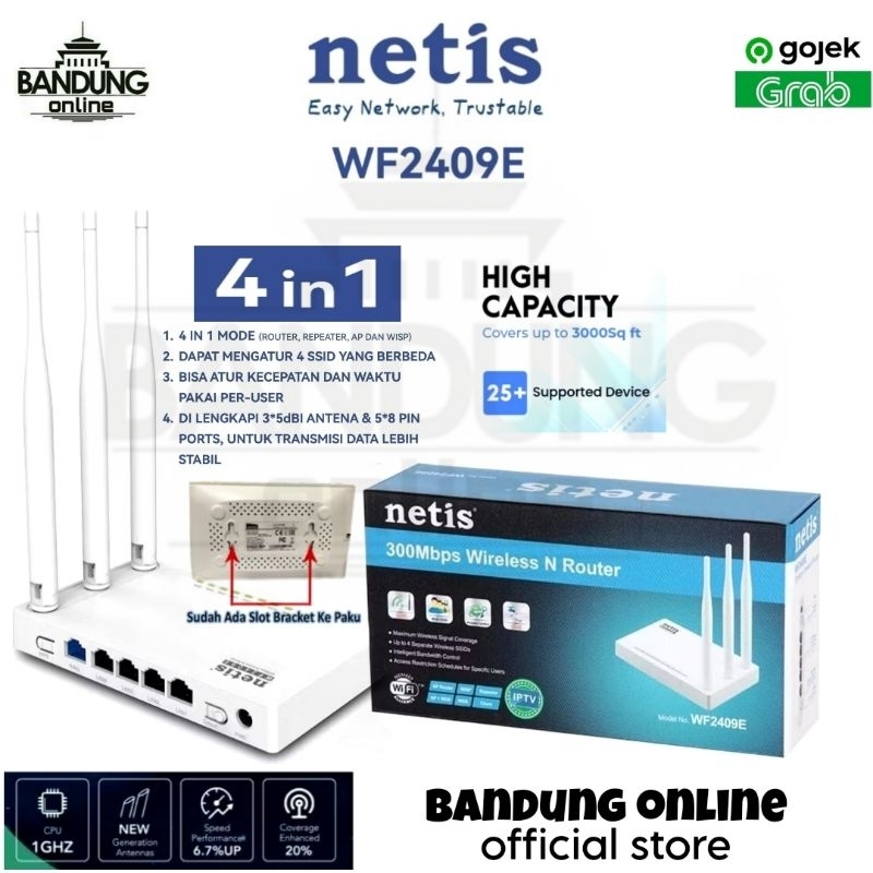 Netis WF2409E 300Mbps Wireless Router 4Mode 3antenna | Shopee Malaysia