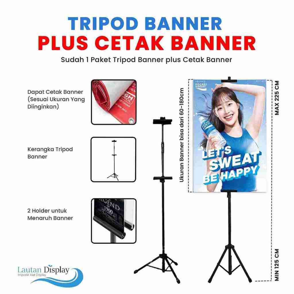 Print Custom Tripod Standing Banner Design 1 / 2 Sides - Stand Baner ...