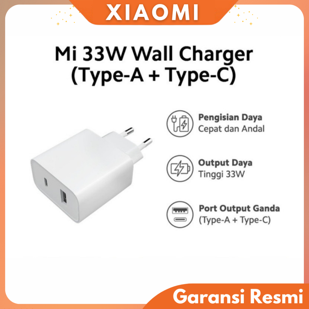 Xiaomi Mi 33W Dual Port Charger (Type-C+USB-A) Head Shell Casan HP Android Travel Adapter ...