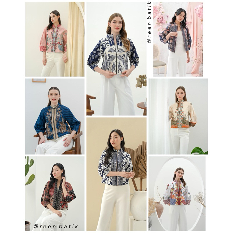 Outer batik jacket / office batik blouse top / batik blazer / batik ...