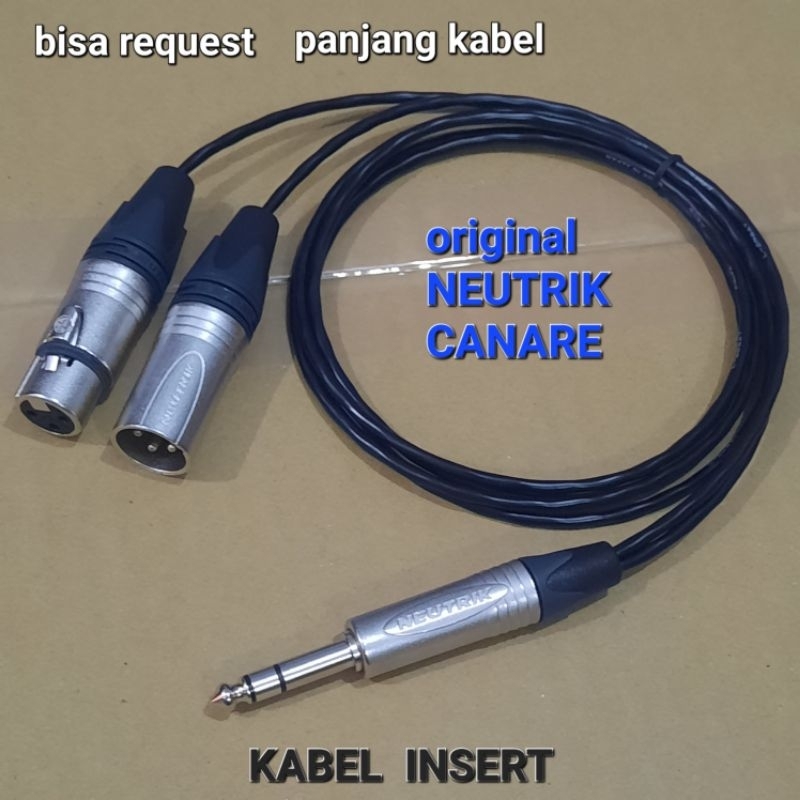 Cable insert 1 meter jack Neutrik TRS 6,5 mm to 2 XLR (M+F) | Shopee ...
