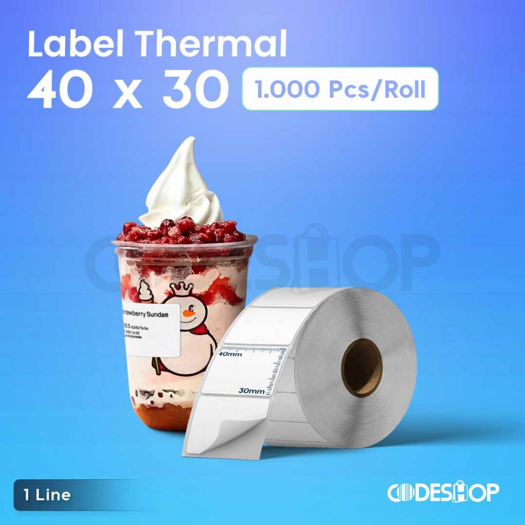 Thermal Barcode Sticker Labels 40X30 mm 1 Line 40 X 30 Contents 1000pcs ...