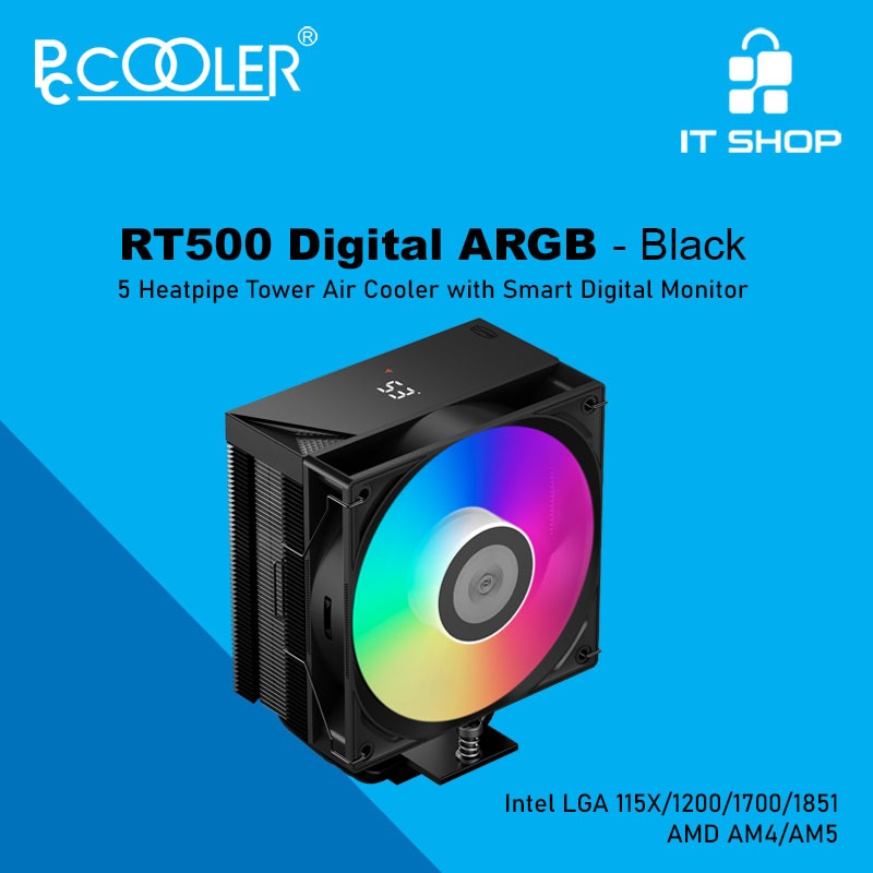 PCCOOLER RT500 Digital ARGB Air Cooler Black | Shopee Malaysia