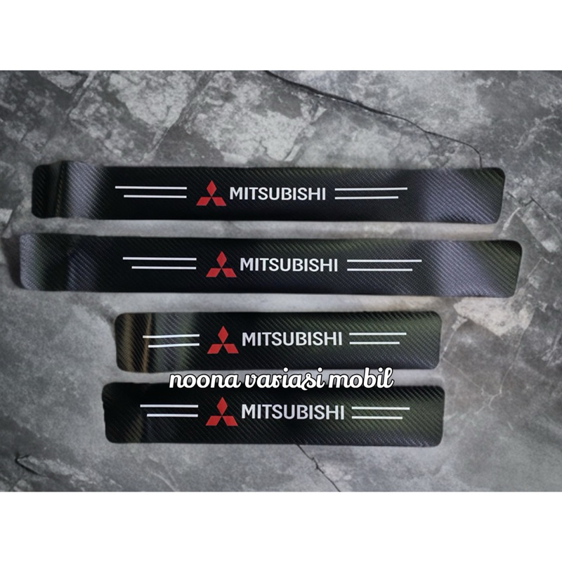 4pcs Mitsubishi logo car side Sillplate stickers with carbon mirage ...