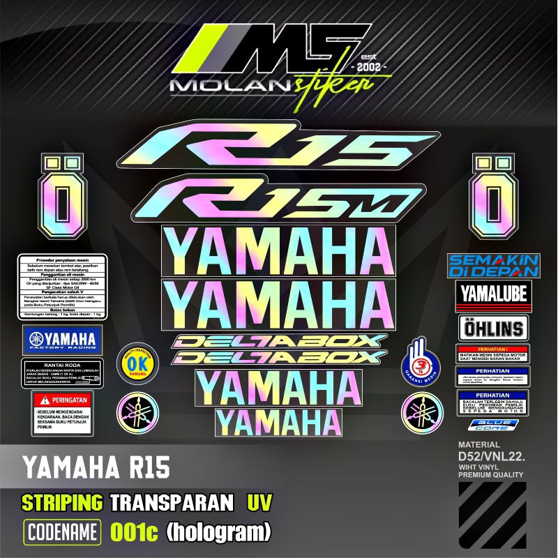 Sticker Striping Transparent Variation Uv Yzf R15 R15M R15 V2 R15 V3 ...