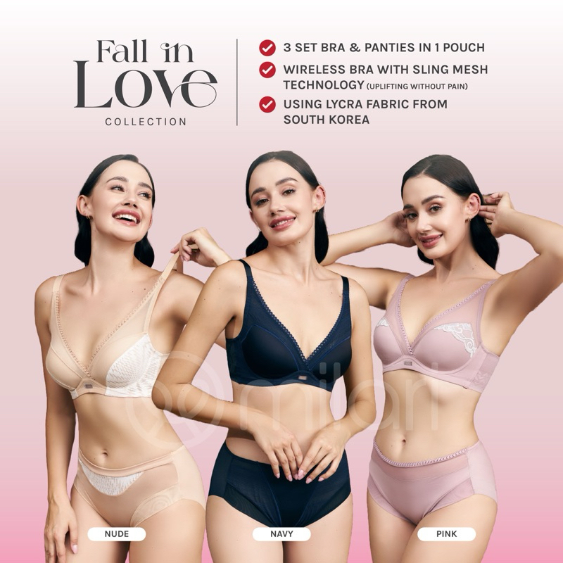 Milari Collection Lycra Series, Fall in Love Bundle 3set Wire Free Bra and Panty, Free Travel ...