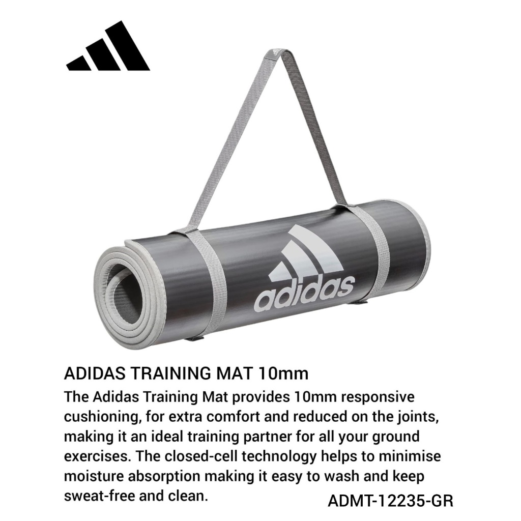 Gym & Fitness Mat 10mm/Training Mat 10mm Gray Adidas - ORIGINAL ...