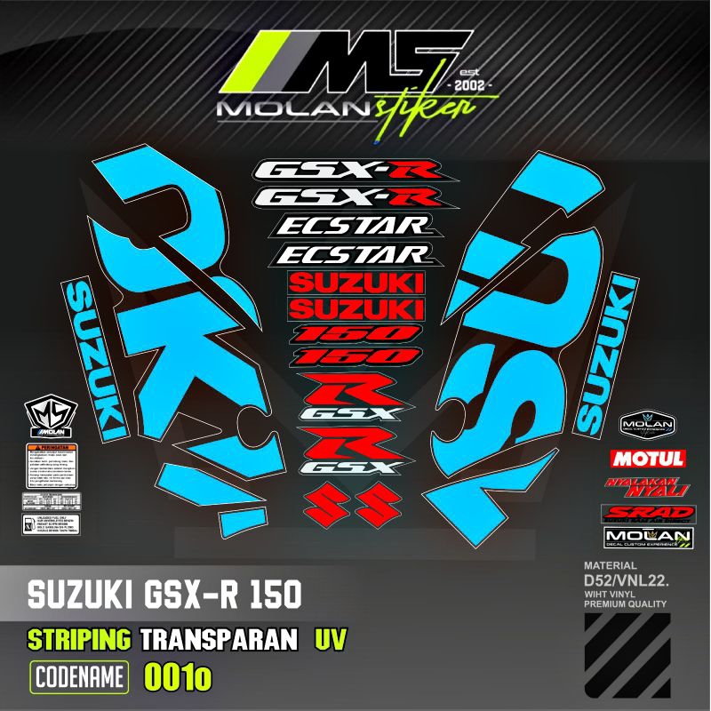 Decal Sticker Striping Variations Transparent Uv Suzuki Gsx R 150 ...