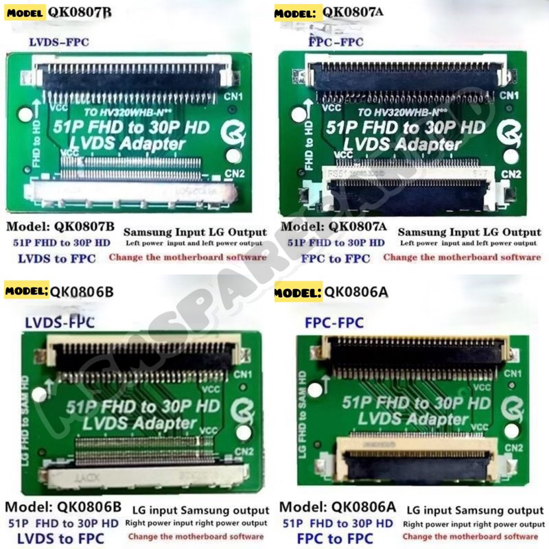 51pin FHD to 30pin HD LVDS CONVERTER PANEL T-CON QK0805 QK0806 QK0807 SERIES | Shopee Malaysia
