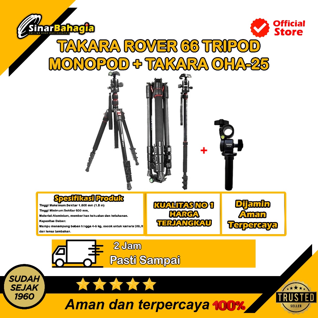 Takara Rover 66 Tripod Monopod + Takara OHA-25 (Overhead Arm Bracket ...