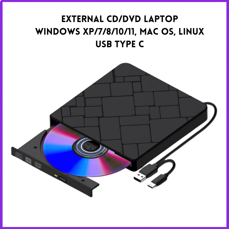 External CD/DVD laptop macbook / CD laptop Cassette Windows XP/7/8/10 ...