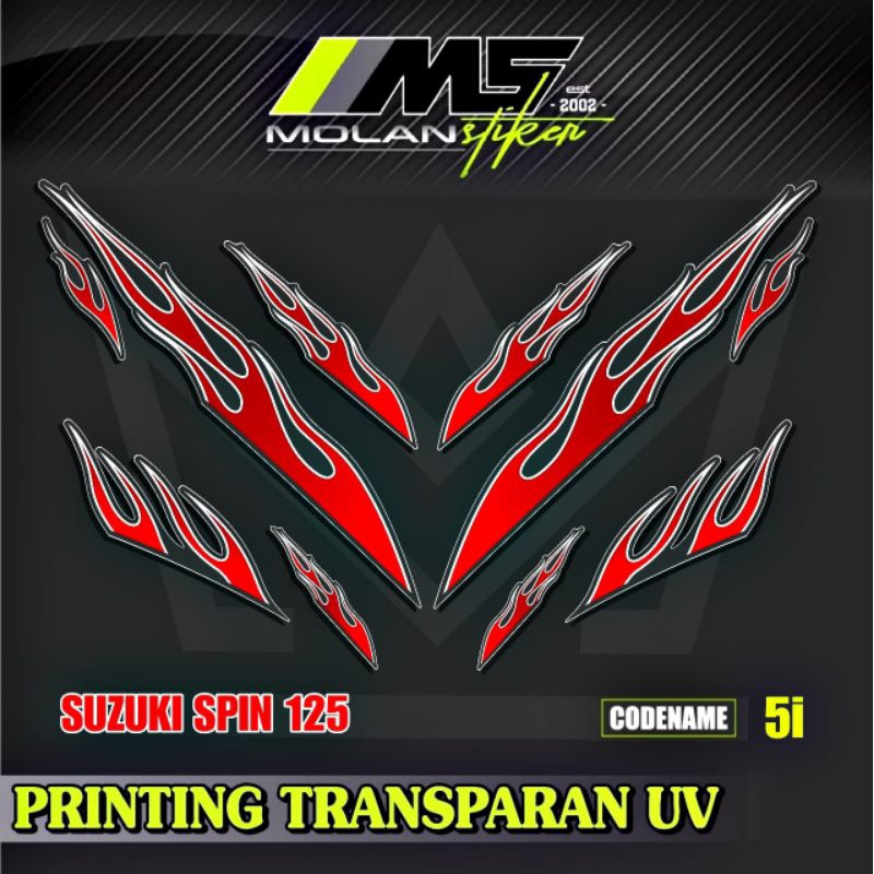MERAH Decal Sticker Striping Transparent Variation Uv Suzuki Spin Flame ...