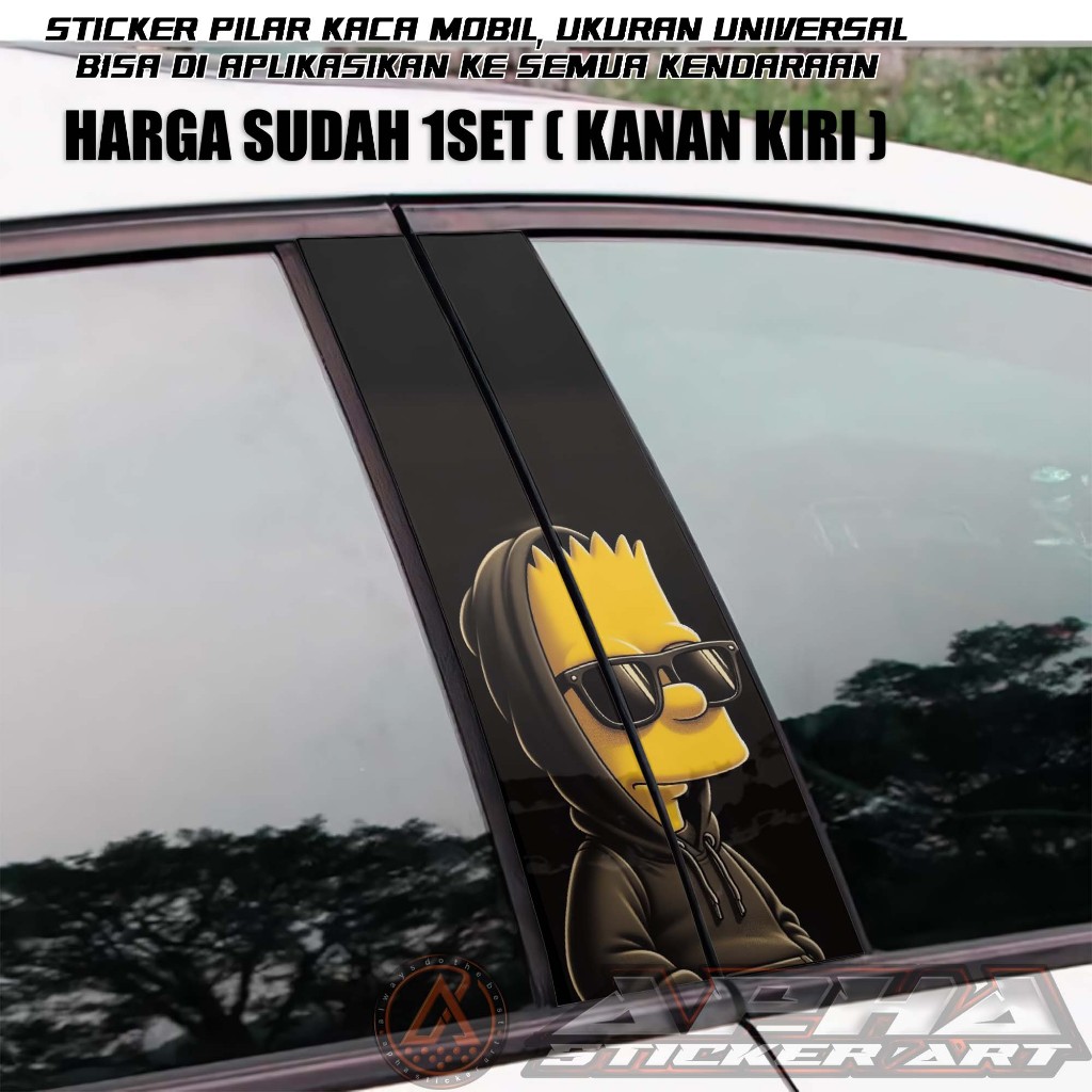 Car Door Pillar Sticker One Set Right Left - Suitable For All Simpson ...