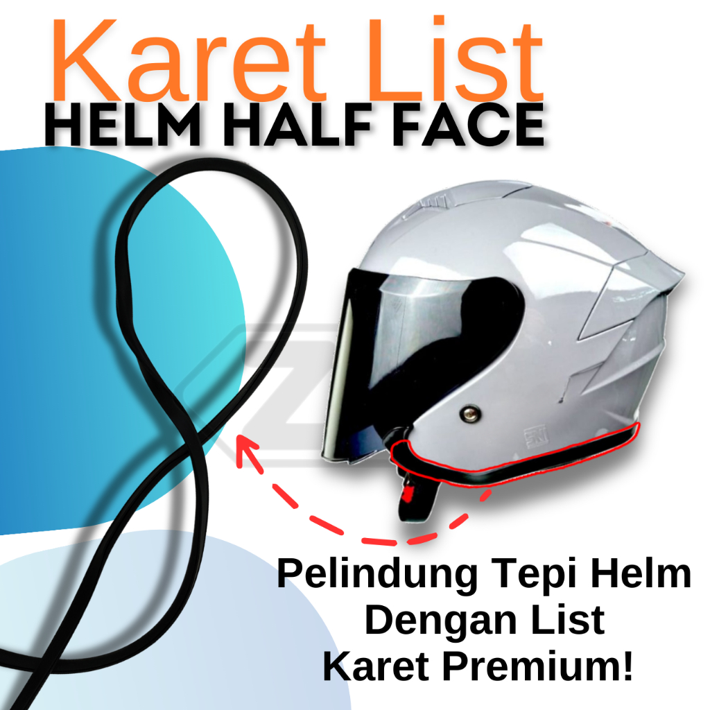Helmet List Rubber per meter, medium gloss black, can be used for Half ...