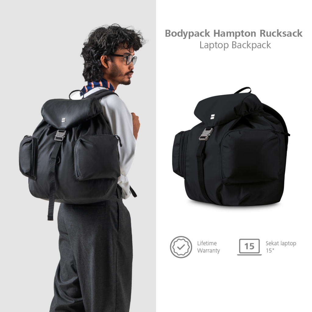 Hampton Bodypack 15 Inch Laptop Bag Large Work Travel Backpack - Black ...